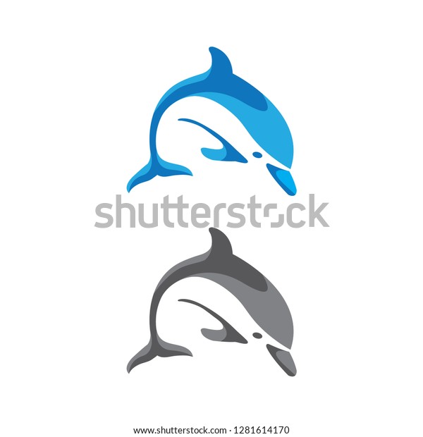 Dolphin Logo Solid Blue Grayscale Isoloated Stock Vector (Royalty Free ...