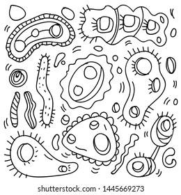 Doodle Bacteria Virus Theme Doodle Collection Stock Vector (Royalty ...