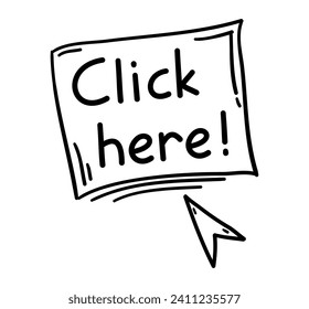 Doodle Click Here Button Hand Drawn Stock Vector (Royalty Free) 2376067189 | Shutterstock