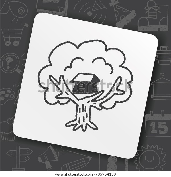 Doodle Treehouse Stock Vector (Royalty Free) 735954133 | Shutterstock