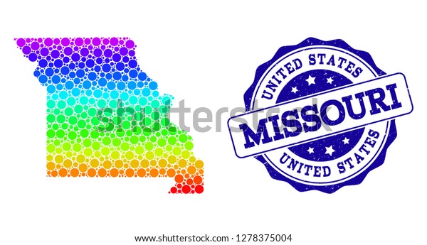 Dot Spectrum Map Missouri State Blue Stock Vector (Royalty Free ...