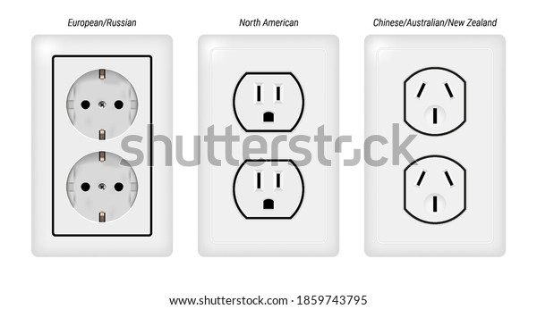 Double Electrical Sockets Realistic 3d Vector Stock Vector (Royalty ...