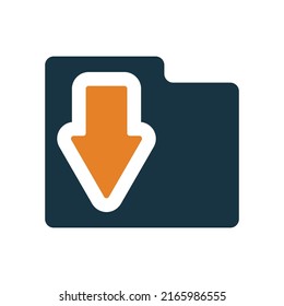 Vektor Stok Download File Folder Icon Glyph Style (Tanpa Royalti ...