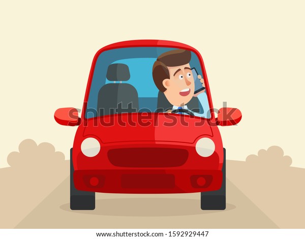 Driver Talking By Mobile Phone While Stock Vector (Royalty Free ...