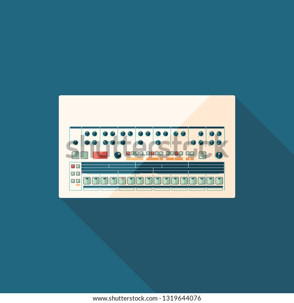 Drum Machine Flat Square Icon Long Stock Vector (Royalty Free ...