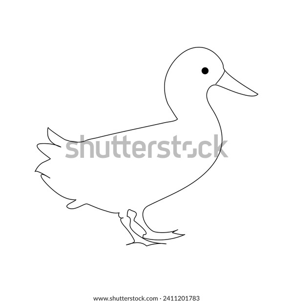 Duck Continuous One Line Drawing Outline Stock Vector (Royalty Free ...