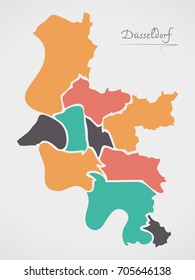 Dusseldorf Map Boroughs Modern Round Shapes: vector de stock (libre de regalías) 705646138 ...