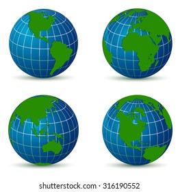 Earth Different Angles Map Shadow: vector de stock (libre de regalías ...
