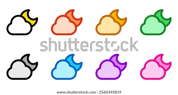 Editable Night Sky Moon Cloud Vector Stock Vector (Royalty Free ...