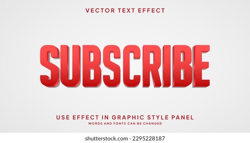 Editable Text Style Effect Subscribe Text Stock Vector (Royalty Free ...