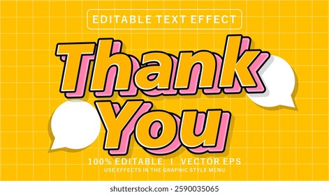 Editable Thank You Vector Text Effect Stock Vector (Royalty Free ...
