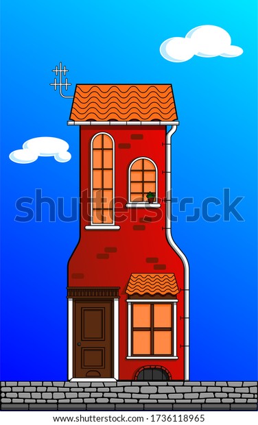 Editable Vector Cartoon Red House Stock Vector (Royalty Free ...