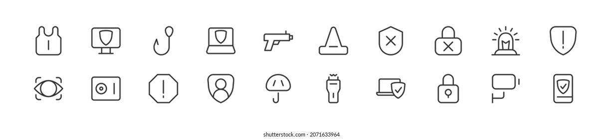 Editable Vector Pack Secure Line Icons Stock Vector (Royalty Free ...