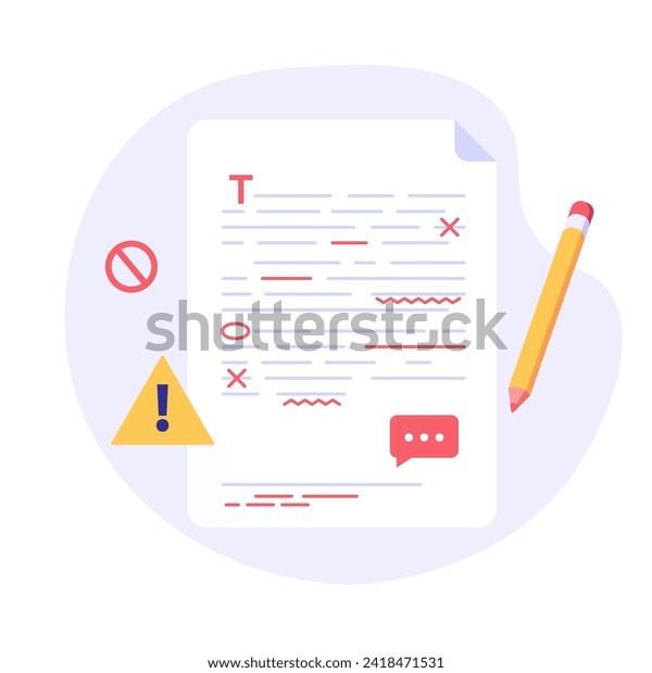 Editing Document Text Correcting Grammar Mistake Stock Vector (Royalty ...