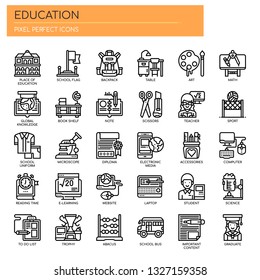 Education Thin Line Pixel Perfect Icons Stock Vector (Royalty Free ...