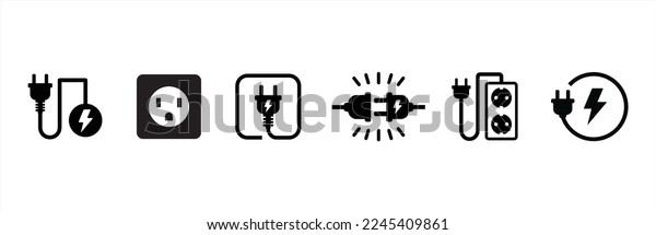 Electric Power Source Socket Icon Set Stock Vector (Royalty Free ...