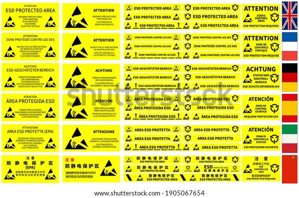 Electrostatic Sensitive Device Esd Collection Symbol Stock Vector ...