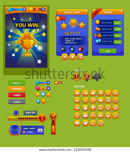 Elements Game Interface Resource Bar Resource Stock Vector (Royalty ...