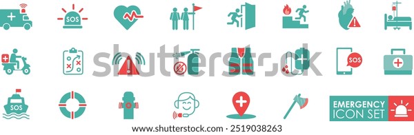 Emergency Icon Set Solid Icon Style Stock Vector (Royalty Free ...
