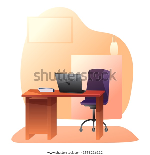 Empty Private Office Flat Vector Illustration Stock Vector (Royalty ...