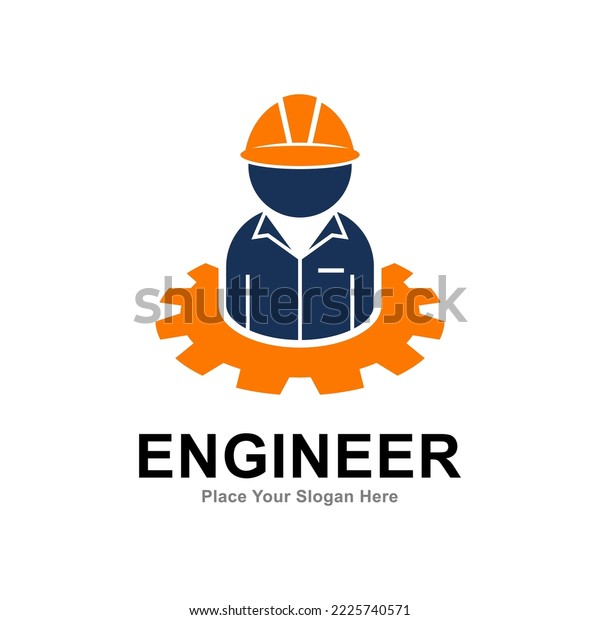 Engineer Gear Worker Logo Vector Design Stock Vector (Royalty Free ...
