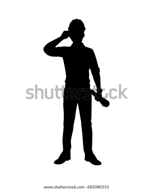 Engineer Helmet Silhouette Isolated Vector Stock Vector (Royalty Free ...