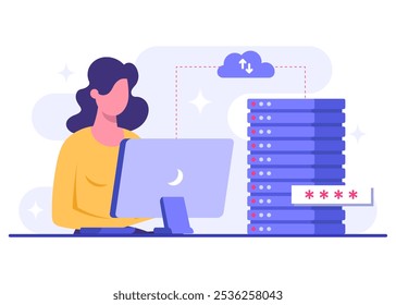 Engineer Working Cloud Computing Database Service Stock Vector (Royalty Free) 2536250597 ...