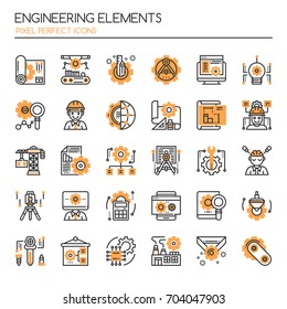 Engineering Elements Thin Line Pixel Perfect Stock Vector (Royalty Free ...