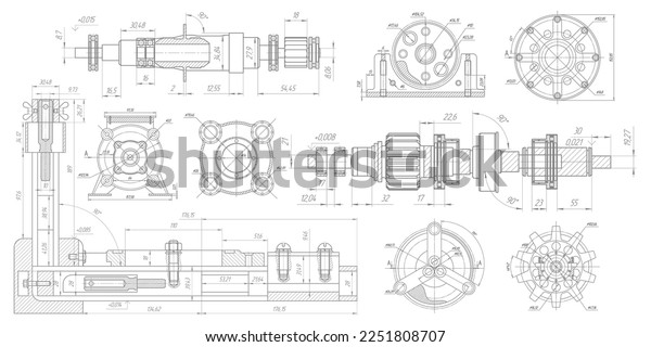 Engineering Industrial Backgroundtechnical Drawing Technology ...