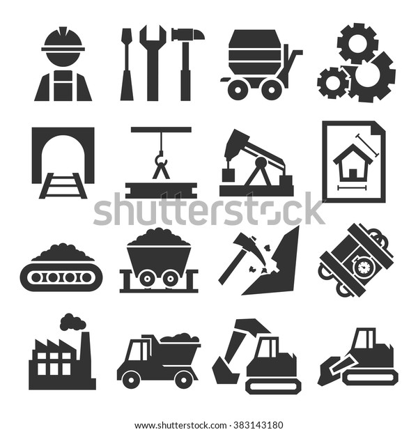Engineering Mining Worker Icon Set Stock Vector (Royalty Free ...