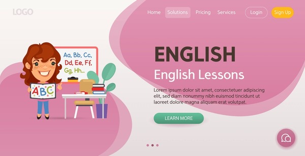 2 Background Template Children's Online English Lesson Stock Vectors ...