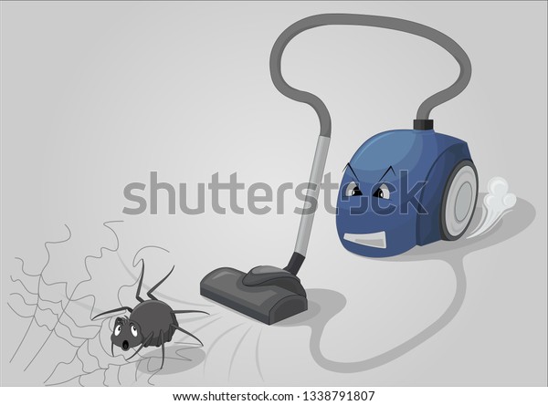 Evil Vacuum Cleaner Chasing Scared Spider Stock Vector (Royalty Free ...