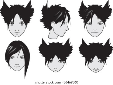 Japanese Anime Face Illustration Vector Stock Vector (Royalty Free ...