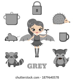 Fairy Grey Objects Learning Object Colors Stock Vector (Royalty Free ...