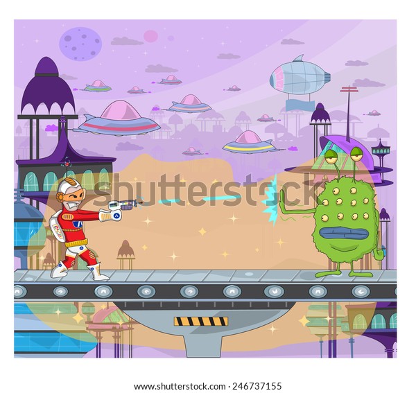 Far Future Illustration Concept Cartoon Far Stock Vector (Royalty Free ...