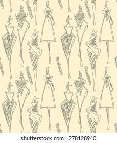 Fashion Models Seamless Pattern Vector Background Stock Vector (Royalty ...
