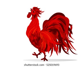 Red Rooster Cartoon Vector Illustration Isolated: เวกเตอร์สต็อก (ปลอด ...