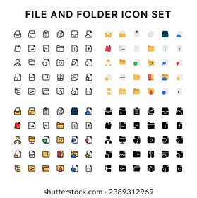 File Folder Icon Set Set Repository Stock Vector (Royalty Free ...