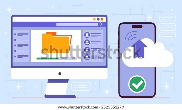 File Transfer Between Devices Cloud Storage Stock Vector (Royalty Free ...