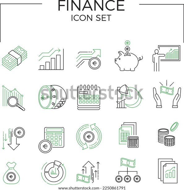 Finance Icon Set Money Related Vector Stock Vector (Royalty Free ...