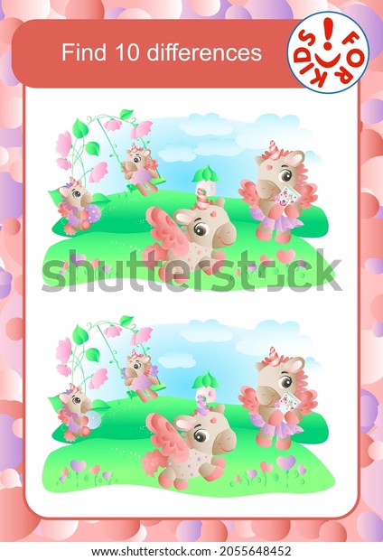 Find 10 Differences Childrens Vector Template Stock Vector (Royalty ...