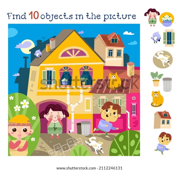 Find 10 Hidden Objects Educational Game Stock Vector (Royalty Free ...