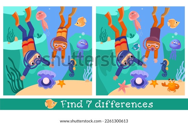 Find 7 Hidden Differences Educational Puzzle Stock Vector (Royalty Free ...