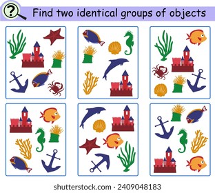 Find Two Identical Groups Objects Educational Stock Vector (Royalty ...