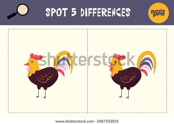 Find Spot 5 Differences Educational Matching Stock Vector (Royalty Free ...