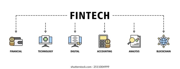 Fintech Banner Web Icon Set Vector Stock Vector (Royalty Free ...