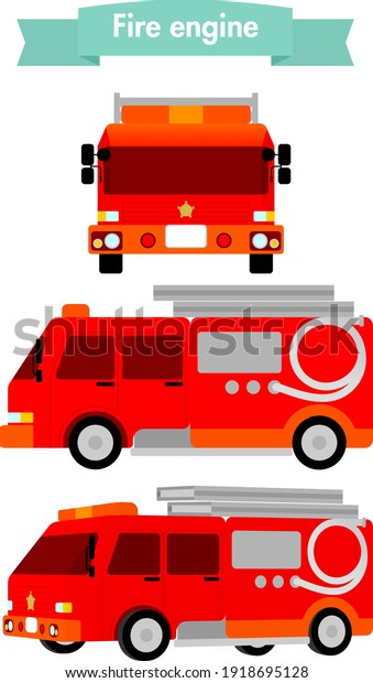 Fire Engine Illustration Material Set Front Stock Vector (Royalty Free ...