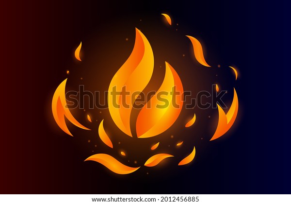 Fire Flames Vector Illustration Gradient Style Stock Vector (Royalty ...