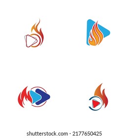 Fire Play Button Logo Set Design: เวกเตอร์สต็อก (ปลอดค่าลิขสิทธิ์ ...