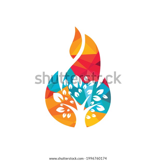Fire Tree Vector Logo Design Template Stock Vector (Royalty Free ...